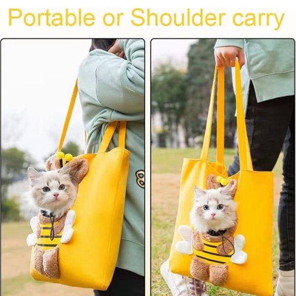 Cat | Pet Shoulder Carrying Bag Beeshaped Pet Canvas 3 Left Gift With ...